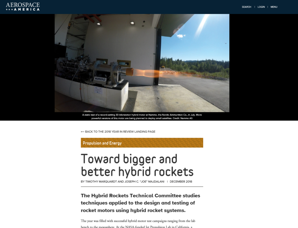 A recently reported Year-In-Review of Aerospace America has reported ARRC’s research in hybrid ...